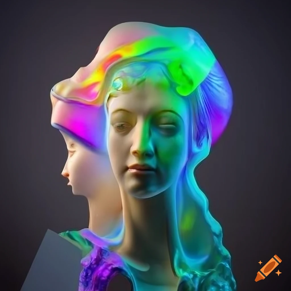 Sculpted 4k ultra hd quality random colored veined marble figures with ...