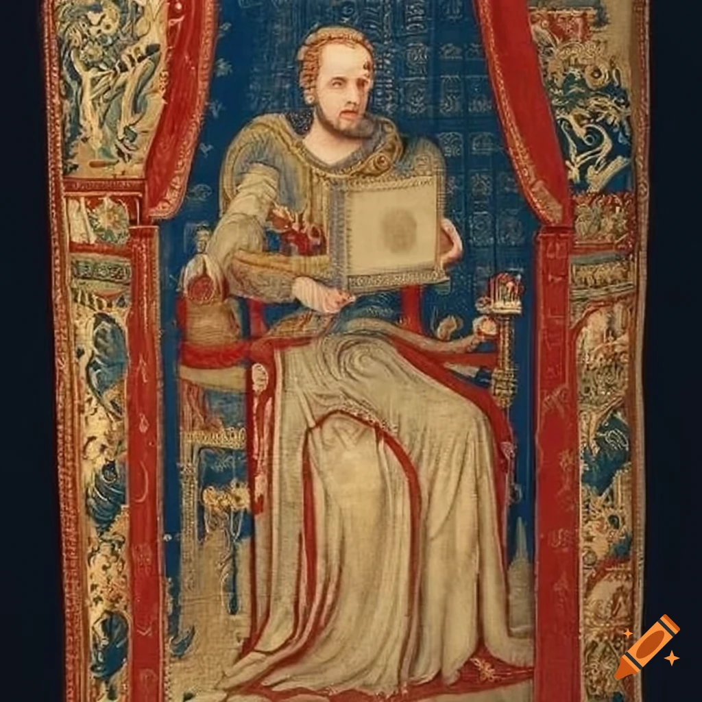 Medieval tapestry depicting a feudal lord on Craiyon
