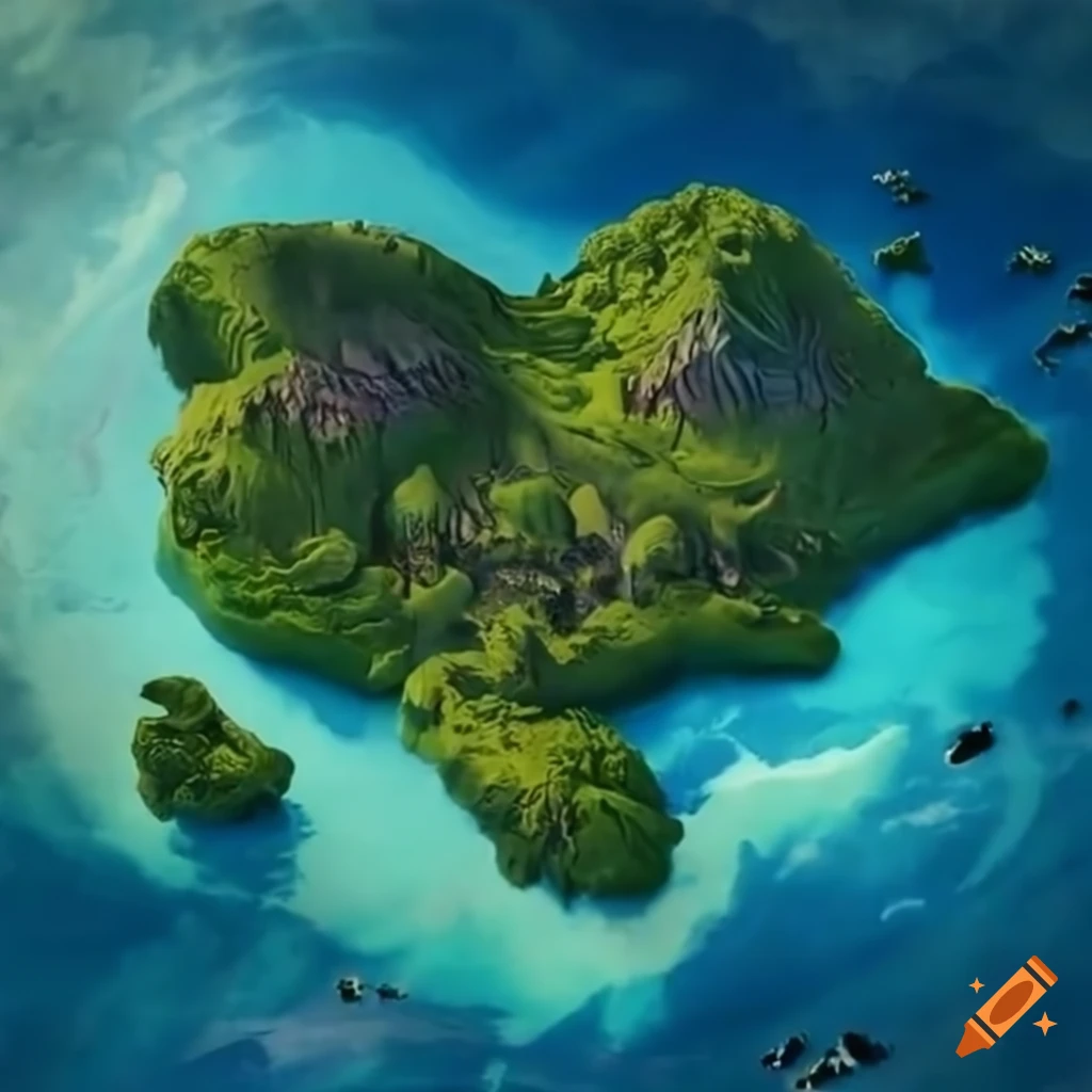 Map of a natural fantasy island on Craiyon