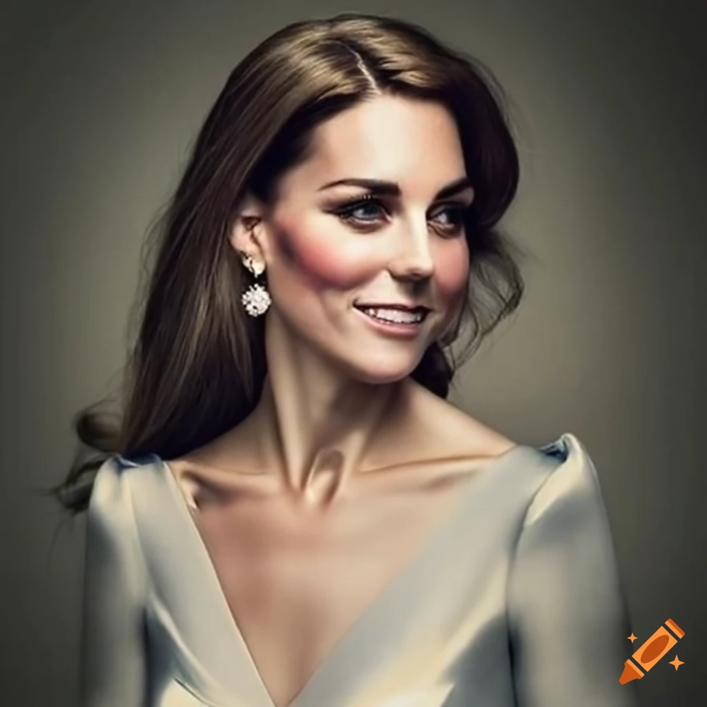 Portrait of princess kate in a delicate satin gown on Craiyon