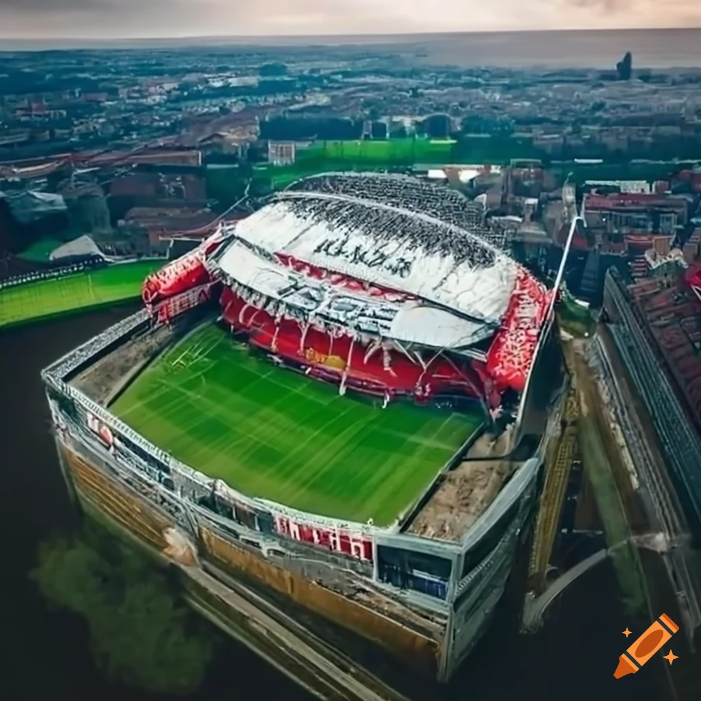 Aerial view of old trafford stadium extension on Craiyon