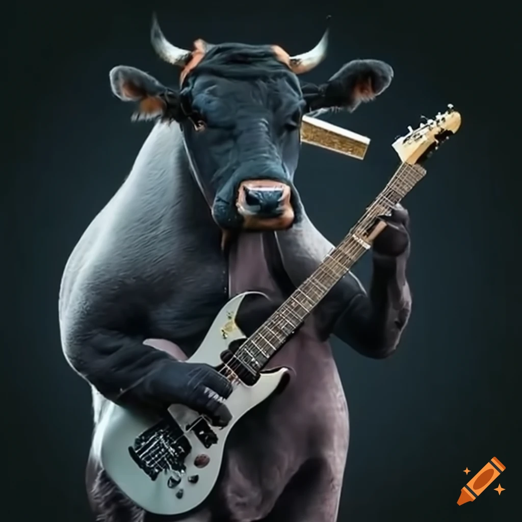 Cow playing electric guitar on Craiyon