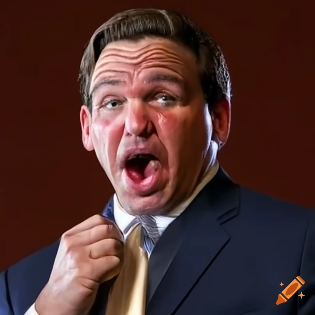 Awkward candid photo of ron desantis trying to smile on Craiyon