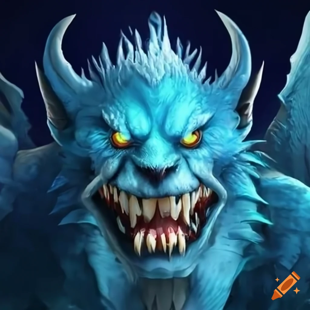 Aggressively glaring icy beast with sharp teeth on Craiyon