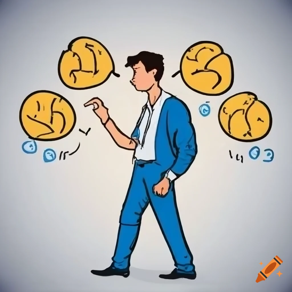 Illustration of a man brainstorming on Craiyon