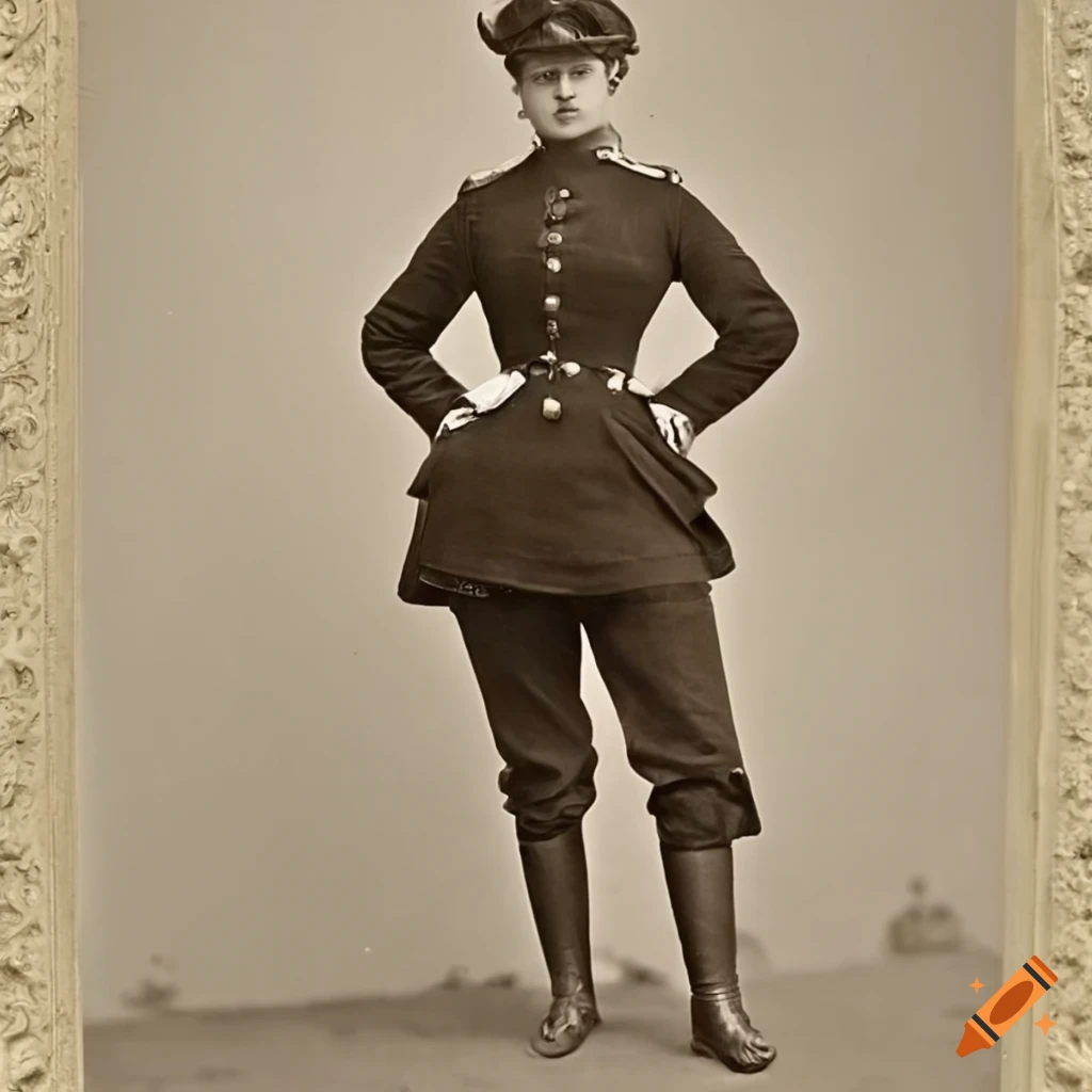 Victorian full body portrait of a stern woman in military uniform on ...