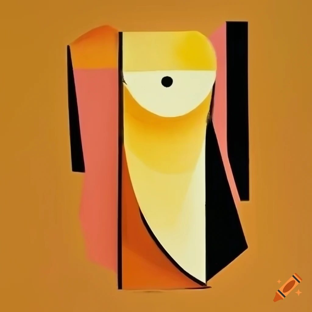 Abstract cubism artwork with orange and yellow faces on Craiyon