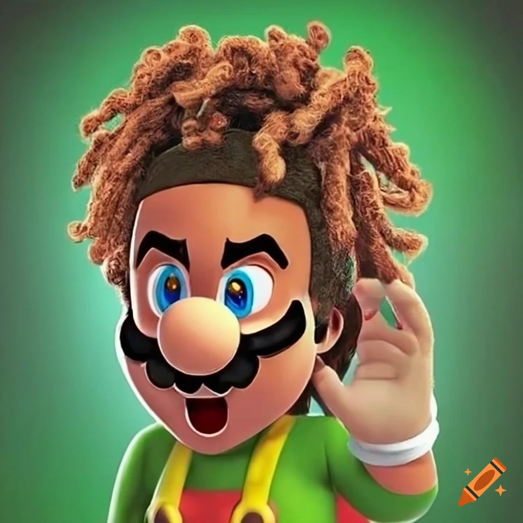 Super mario character with distinctive jamaican dreadlocks on Craiyon