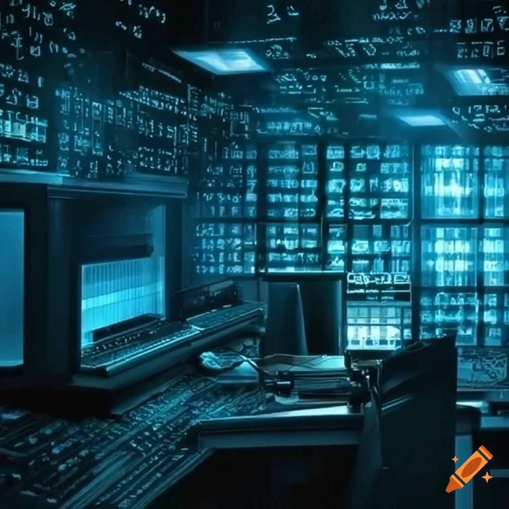 Busy cyber security office background on Craiyon