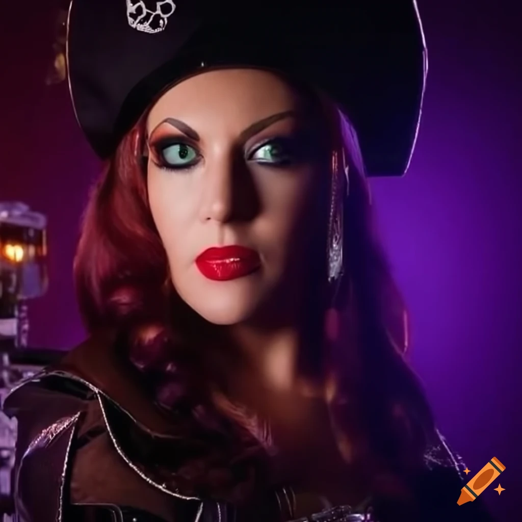 Sci fi pirate queen in a mechanical costume on Craiyon
