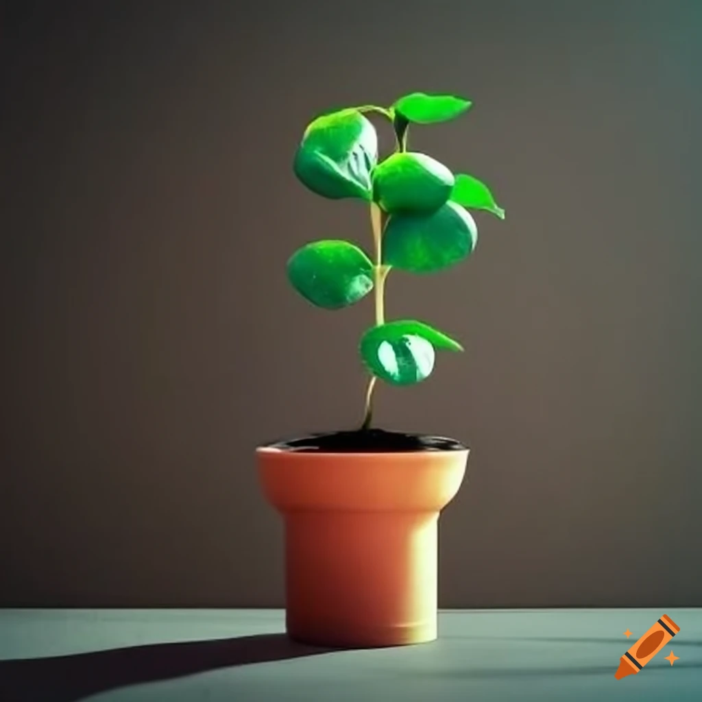 Cute little plant in a large pot on Craiyon