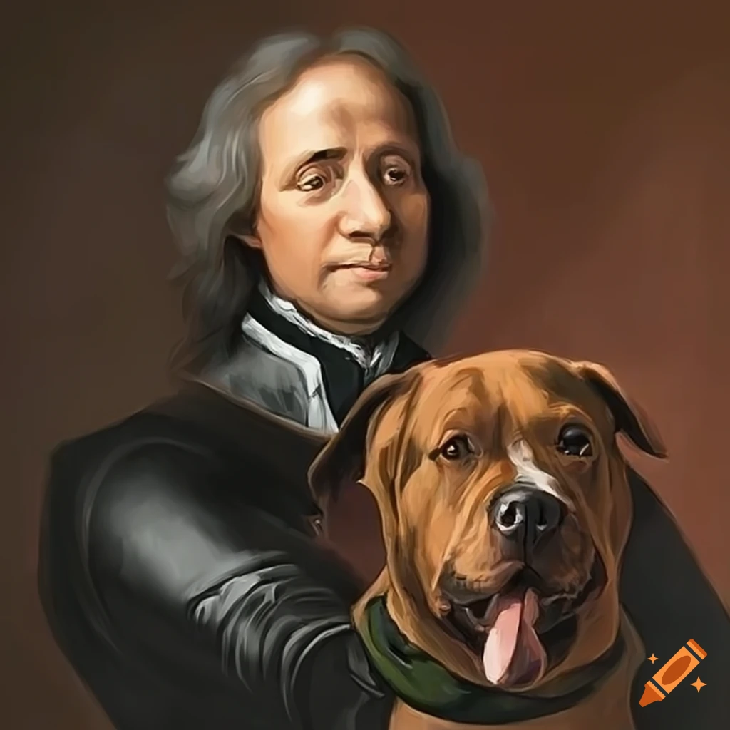 Historical depiction of oliver cromwell with a pitbull dog in the ...