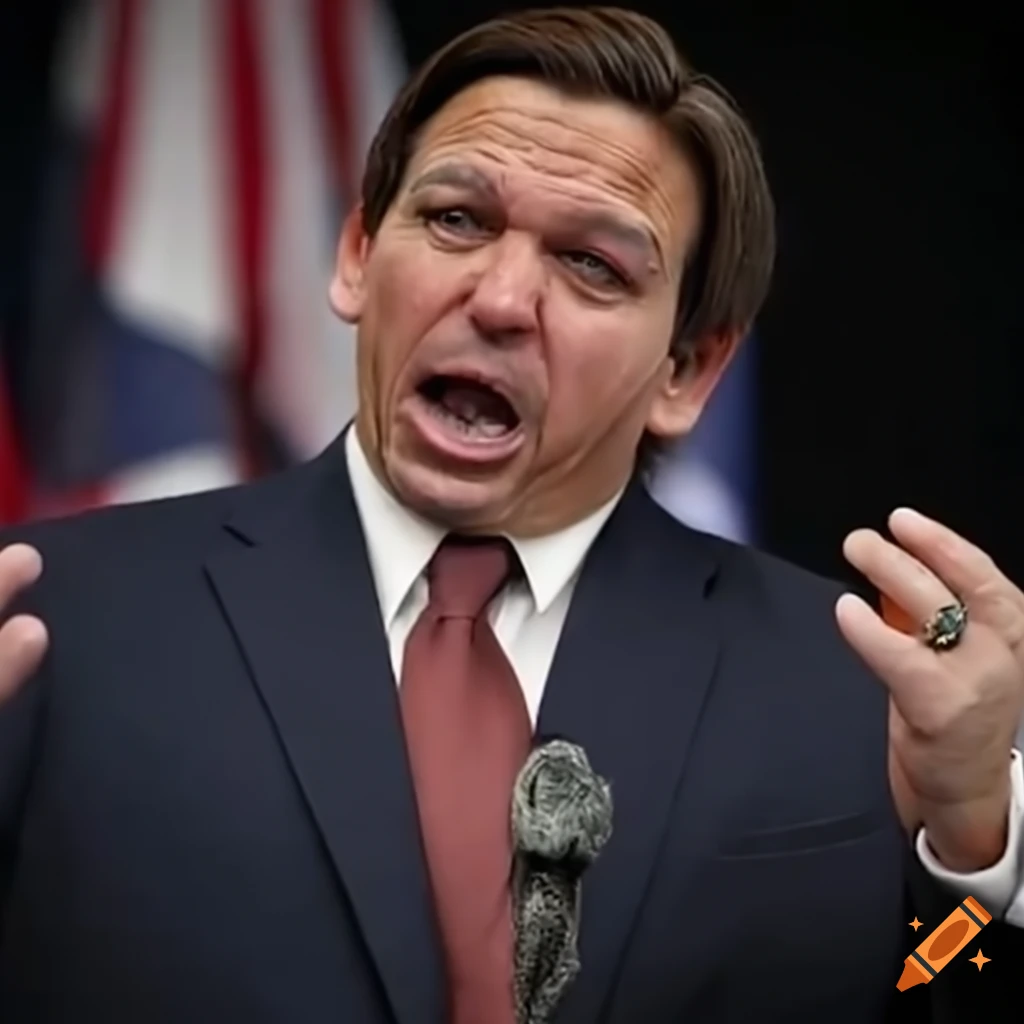 Awkward candid photo of ron desantis trying to smile on Craiyon