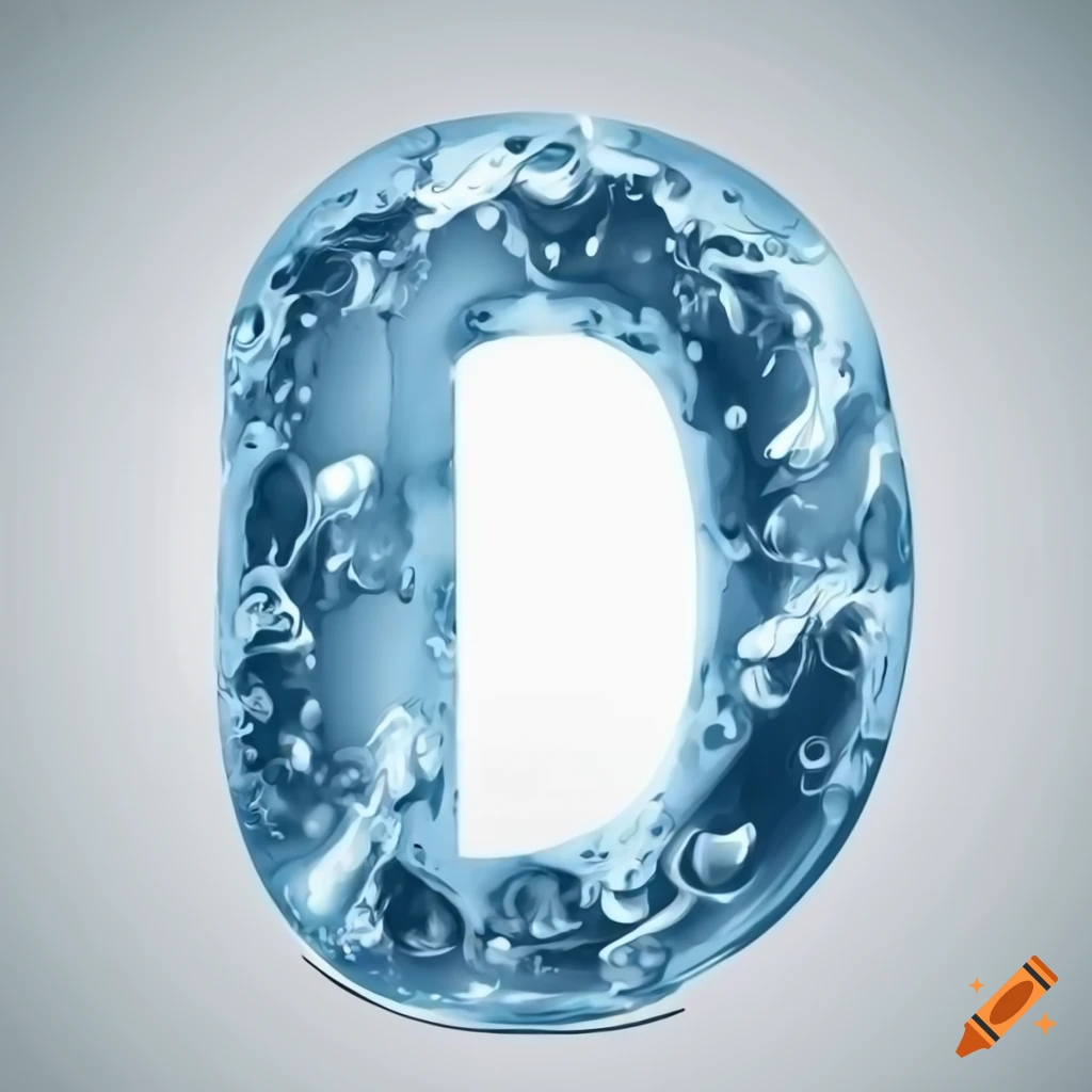 Water-themed letter d typography on white background on Craiyon