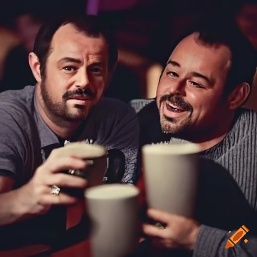 Two people enjoying pints at the cinema on Craiyon