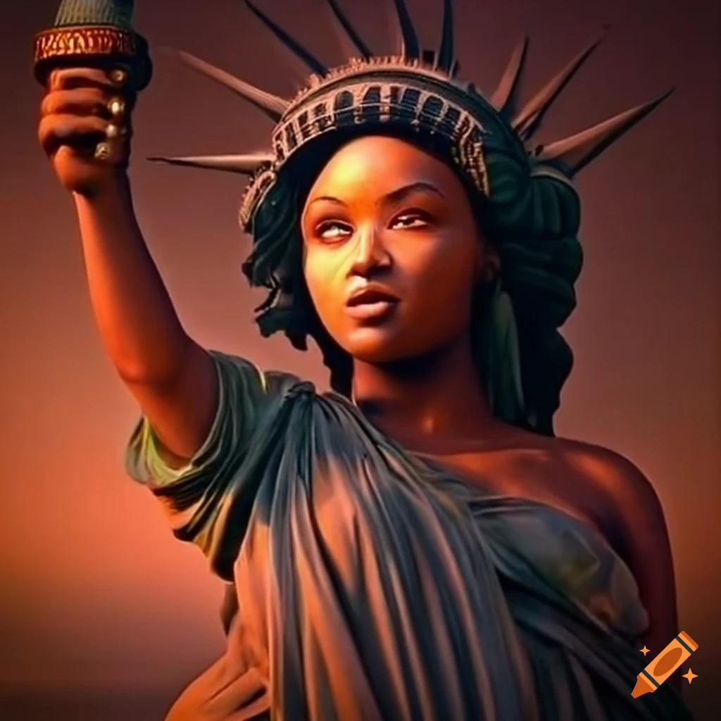 Statue of liberty depicted as a curvy african american woman on Craiyon