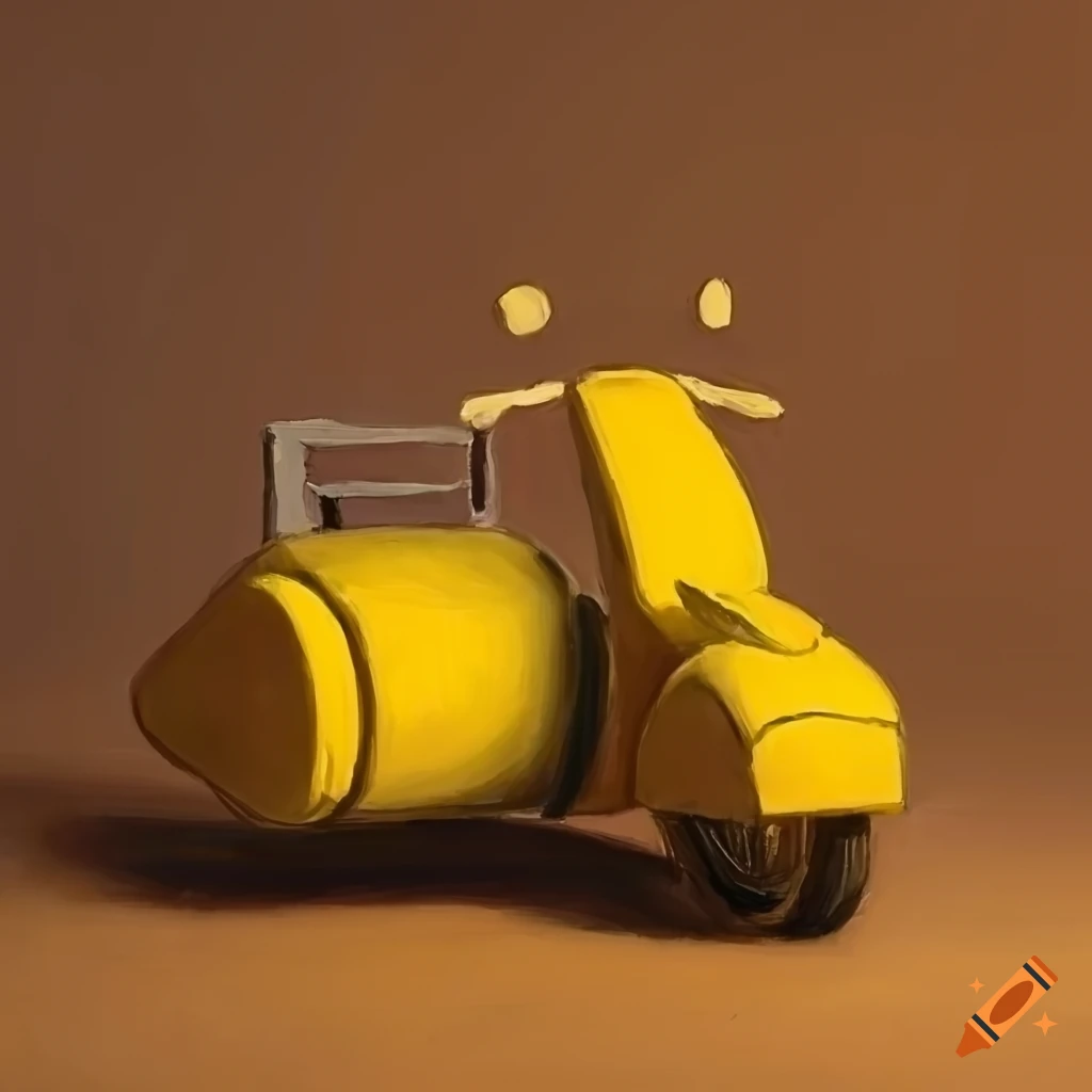 Yellow motorcycle sidecar in the style of giorgio morandi on Craiyon