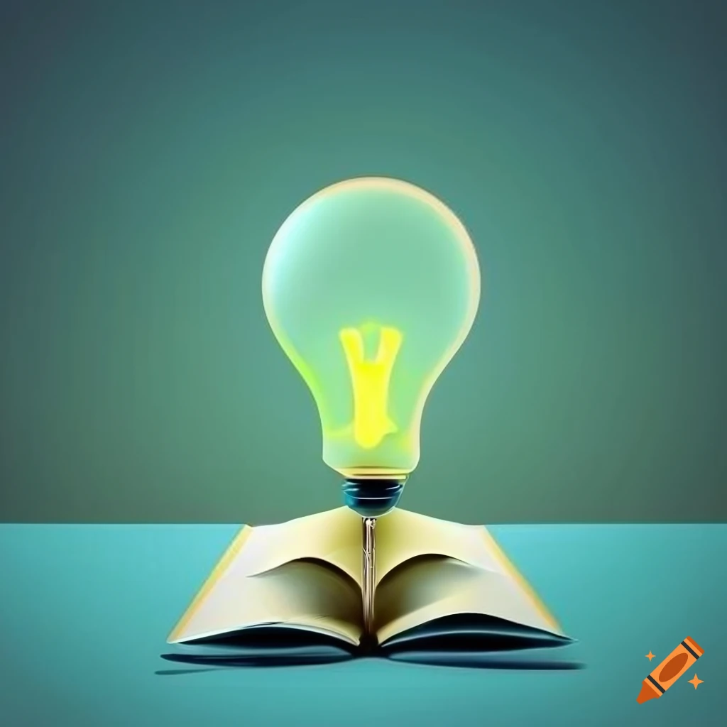 Stylized open book forming a lightbulb, symbolizing enlightenment and ...