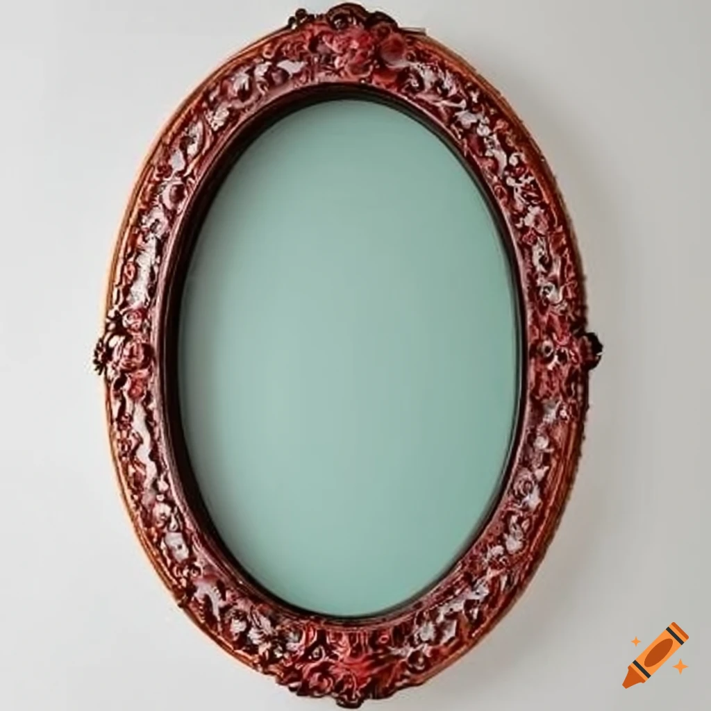 Colorful ornate oval picture frame on a wall on Craiyon