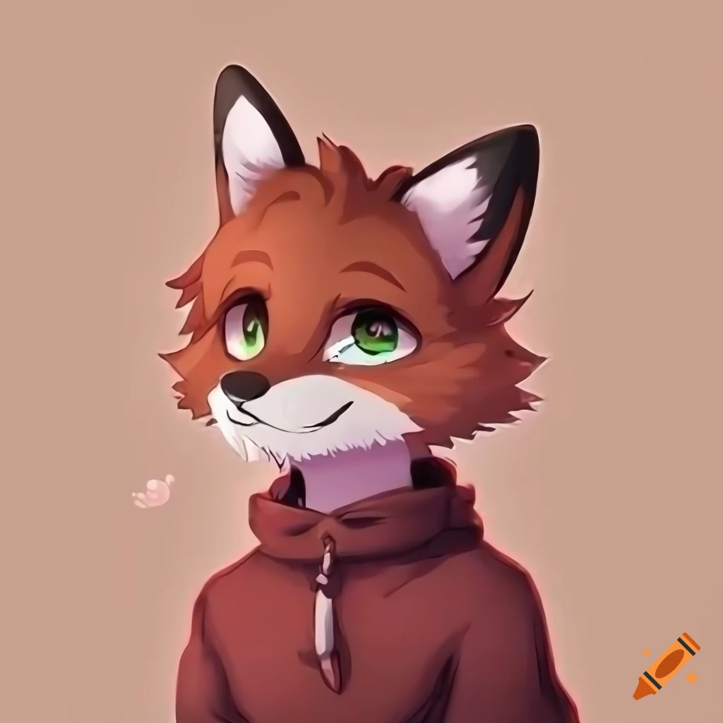 Smiling cute fox furry with one-color background on Craiyon