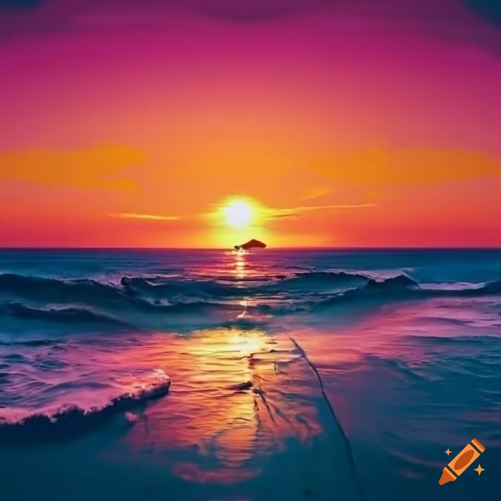 Ocean sunset on Craiyon