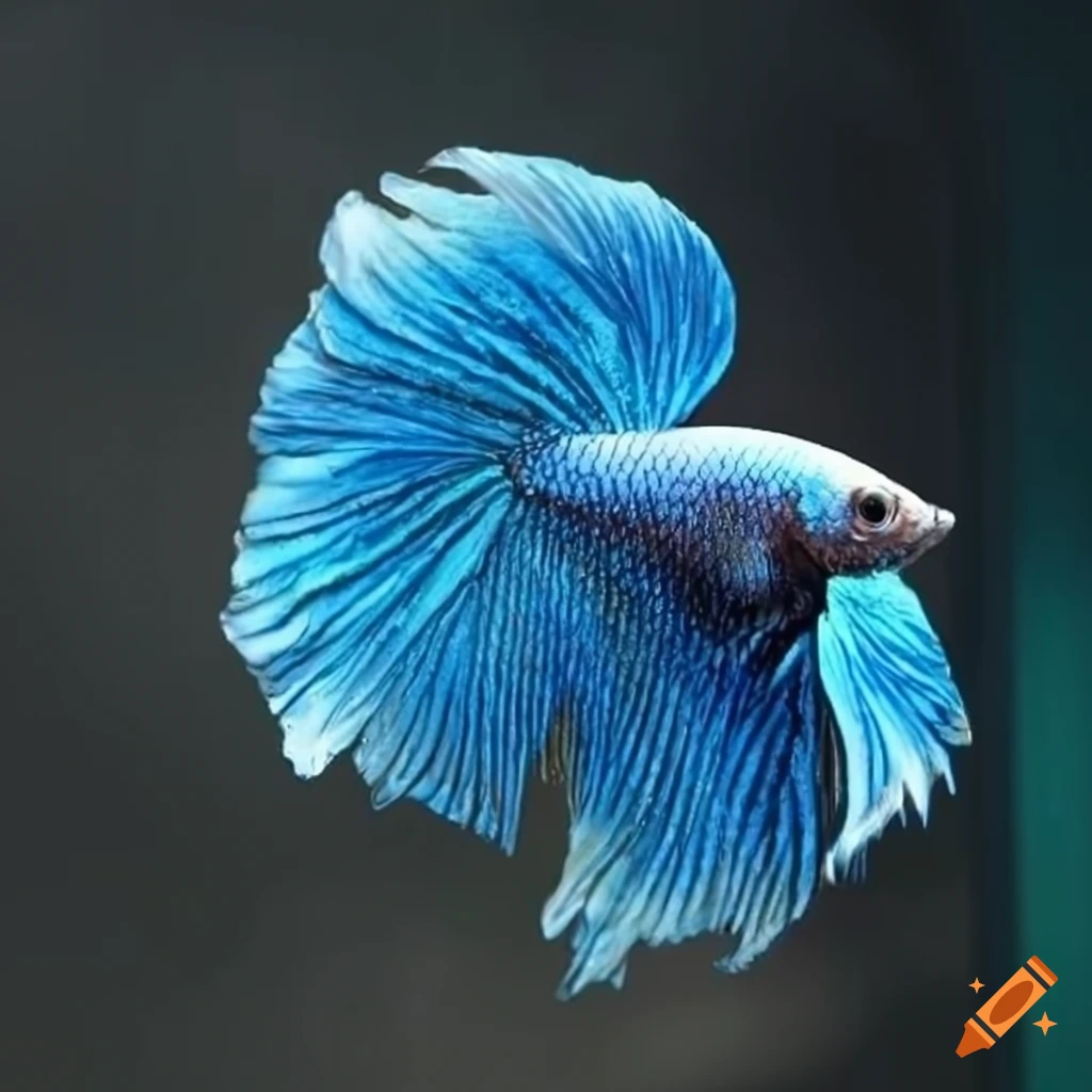 Blue halfmoon betta fish on Craiyon