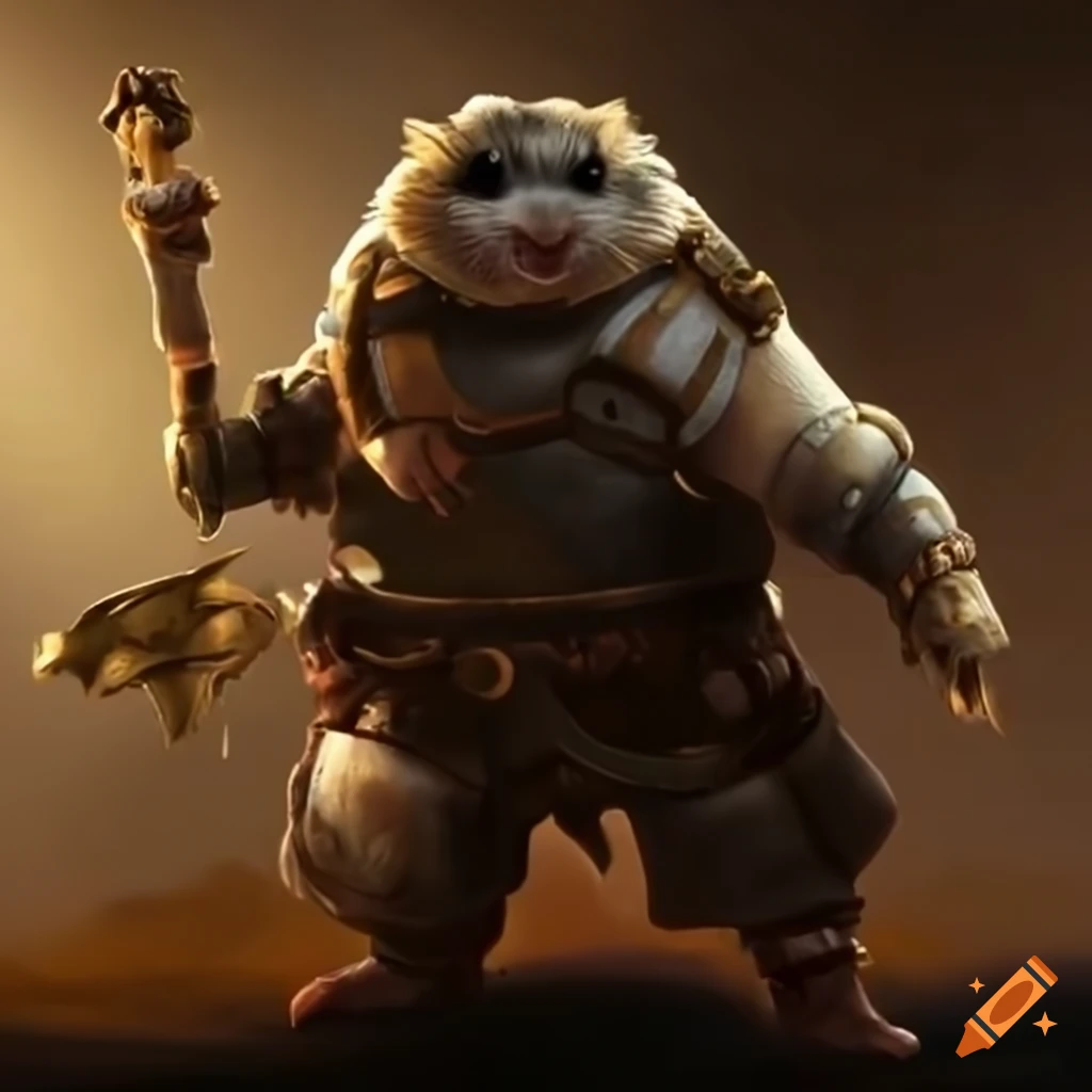 Humanoid hamster warrior on Craiyon