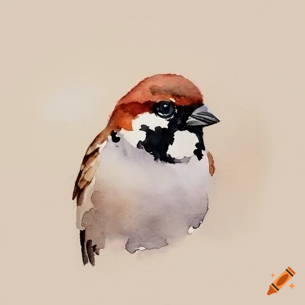 Watercolor painting of a sparrow on Craiyon