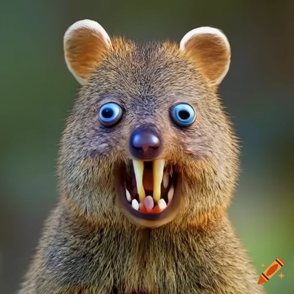 Fierce quokka monster with big teeth on Craiyon