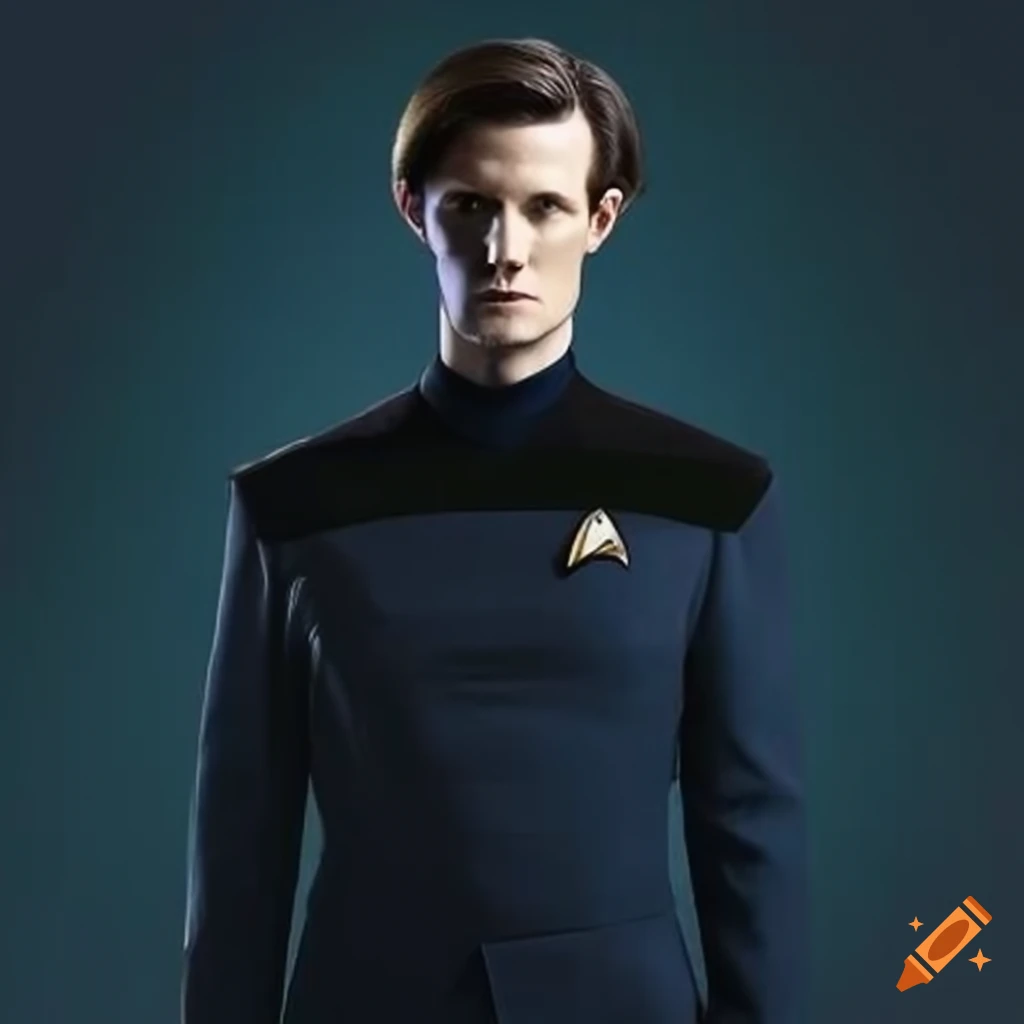 Matt smith as a captain in a star trek-themed background on Craiyon