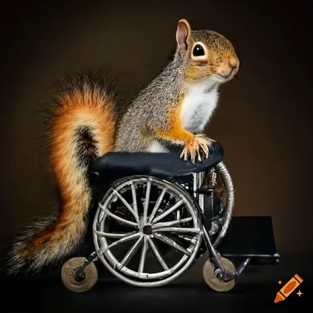Squirrel in a wheelchair on Craiyon