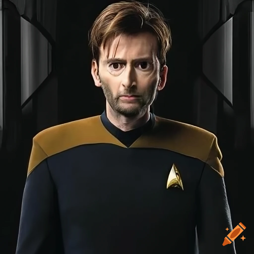 David tennant as a captain in a star trek-themed background on Craiyon