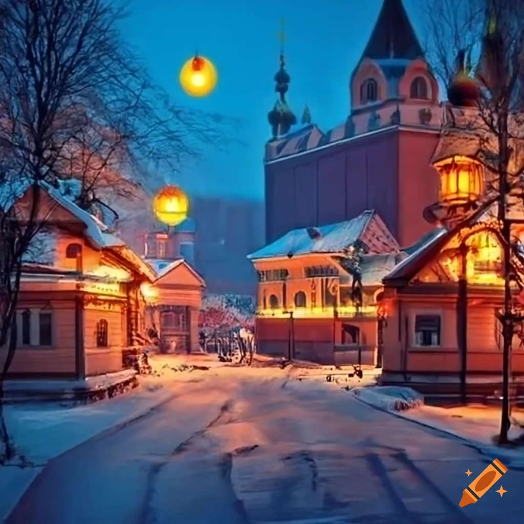 Russian village square on Craiyon