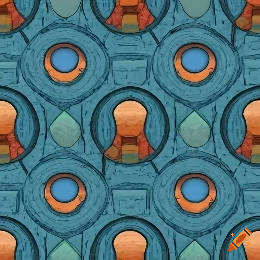 Moebius illustration seamless texture of a futuristic temple dome on ...