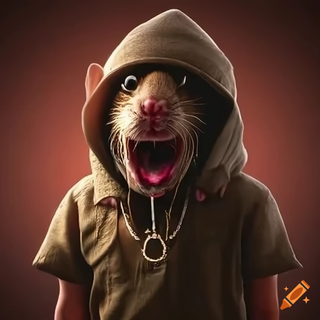 Stylish rat with a microphone displaying swag on Craiyon