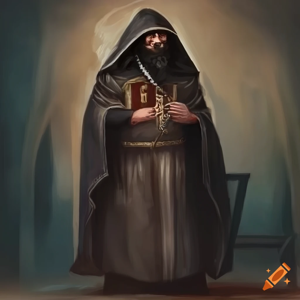 Coptic priest in black cassock in the steppe in fantasy art on Craiyon