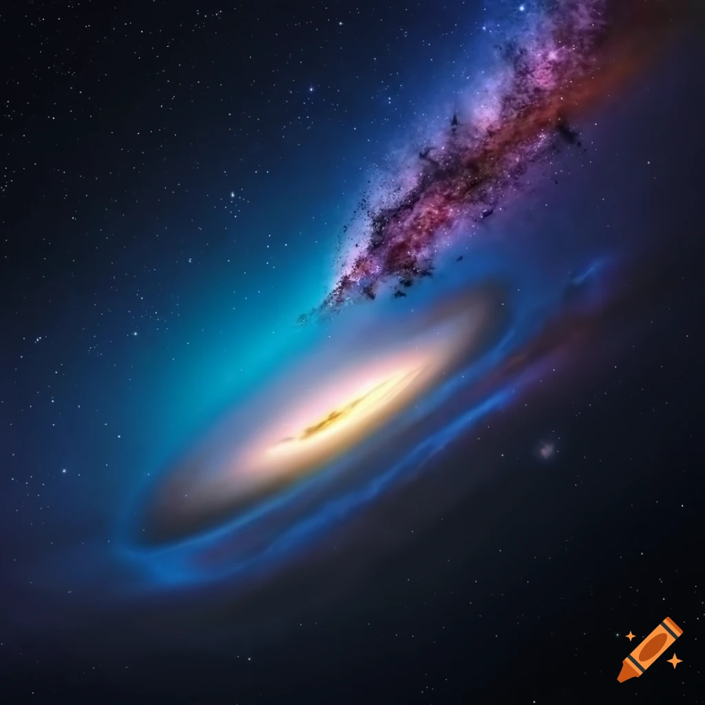 Cosmic realm with a mesmerizing black hole surrounded by shimmering ...