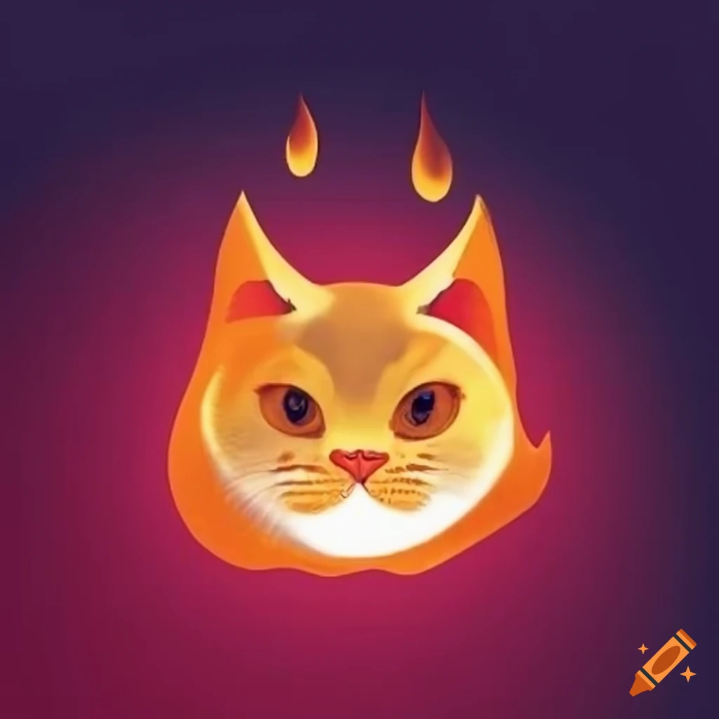 Cat logo with fire design on Craiyon