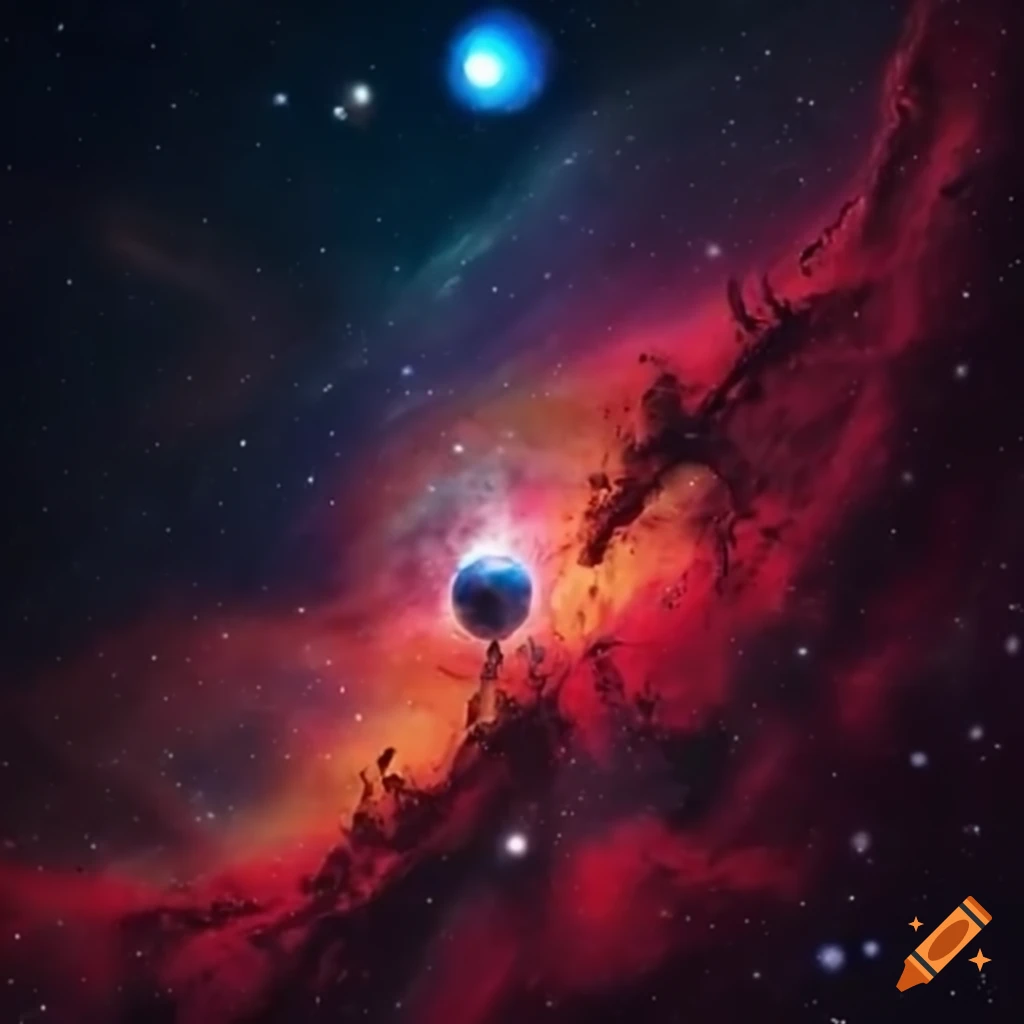 Nebula colliding with moon on Craiyon