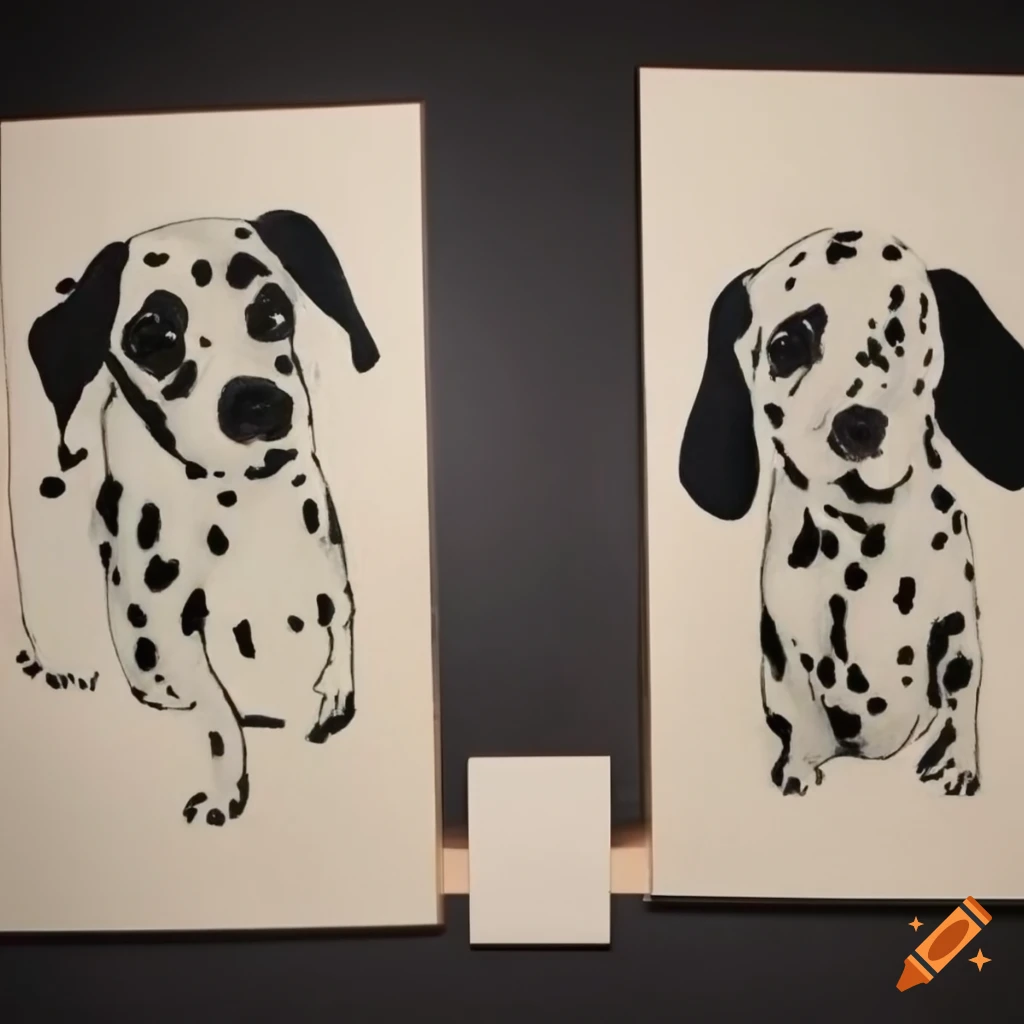 Set of classic henri matisse dalmatian dog drawings in ink on Craiyon
