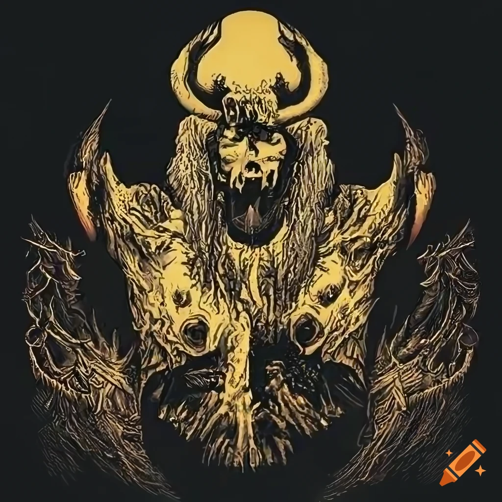 Black and yellow horned demonic angel apostle design inspired by ...