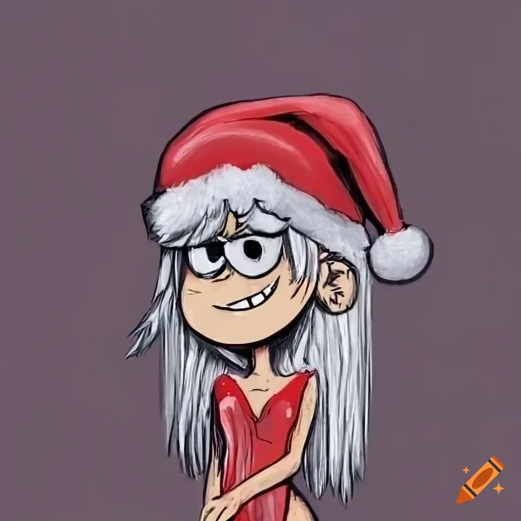 Linka loud with long white hair in red leotard and santa hat by ...