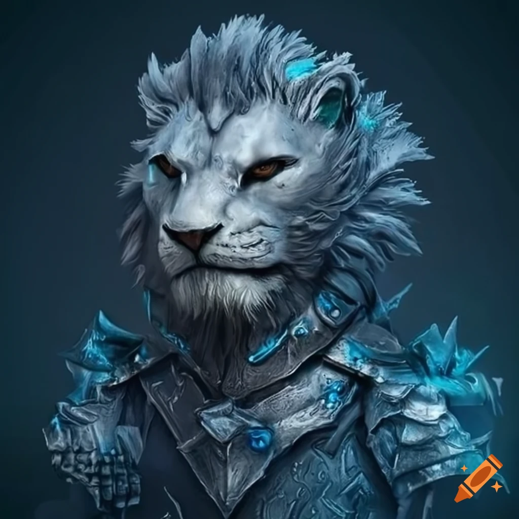 Frost lion with ice armor on Craiyon