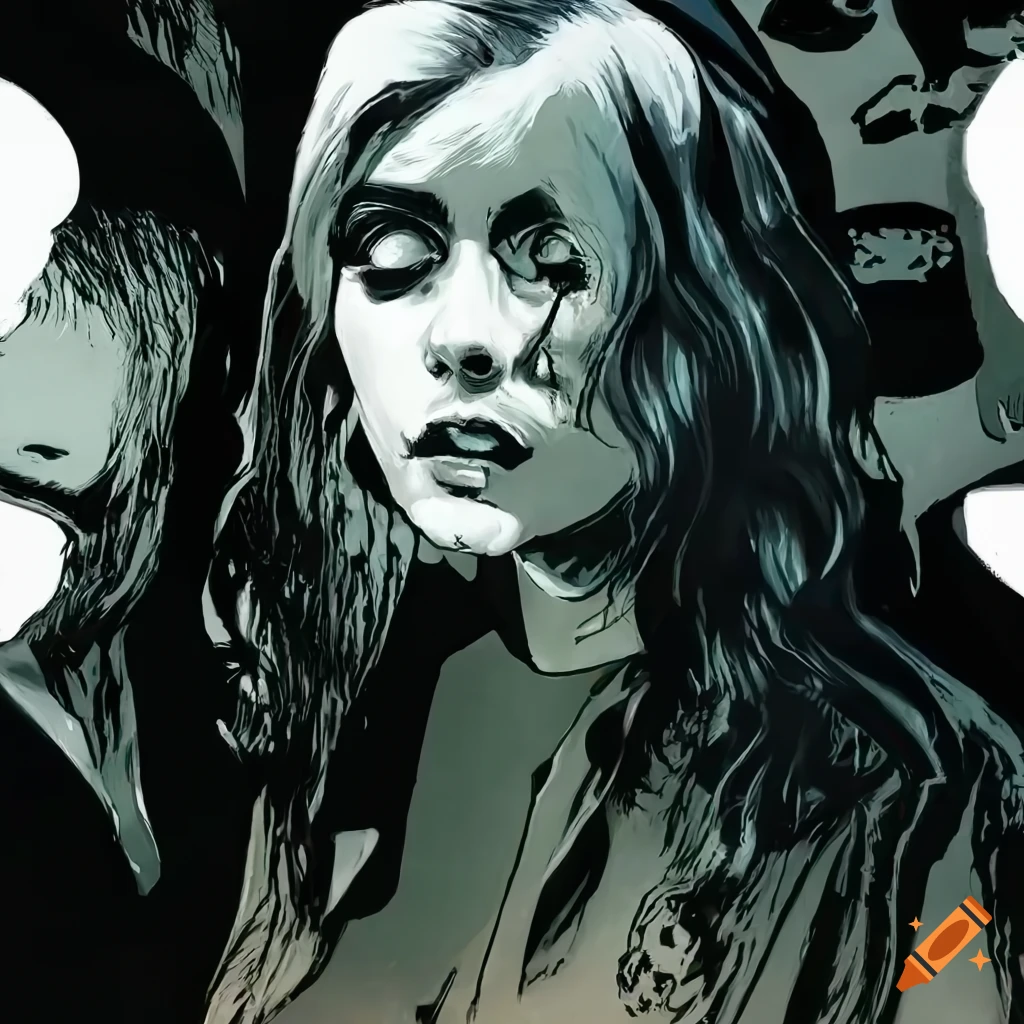 Dark illustration of debbie harry of blondie by moebius in high ...