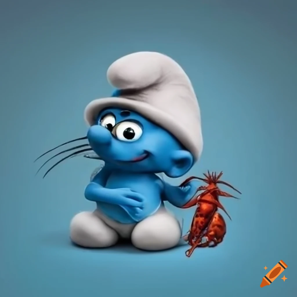 Blue smurf cat as a lobster meme on Craiyon