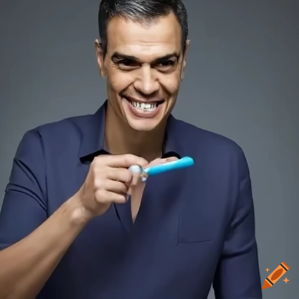 Pedro sánchez brushing his teeth on Craiyon