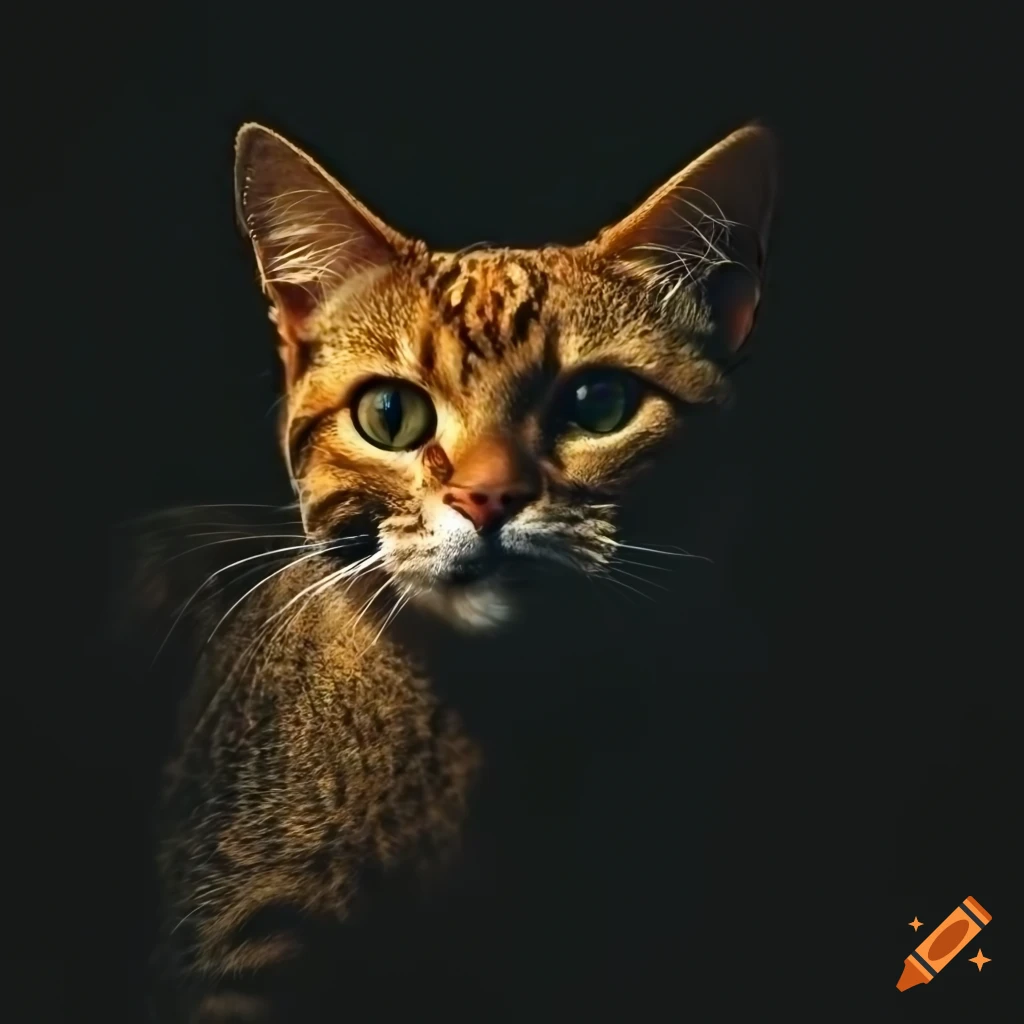 Cats in golden hour lighting from below, side view on Craiyon