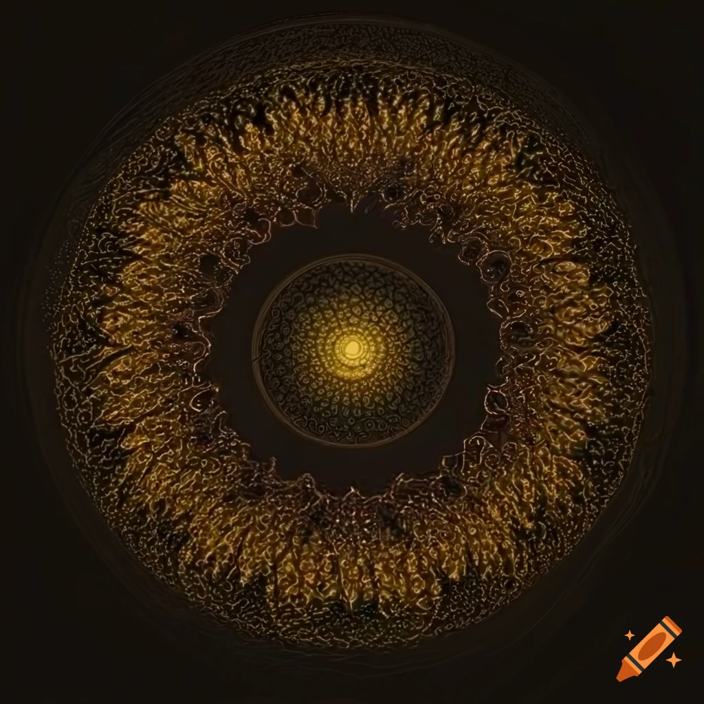 Abstract representation of harmonious geometric shapes in golden and cool tones on Craiyon