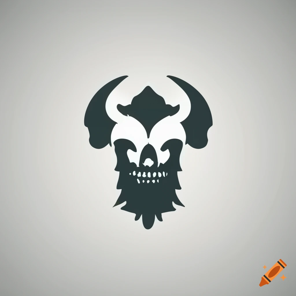 Flat and simple demon knight skull icon in white on Craiyon