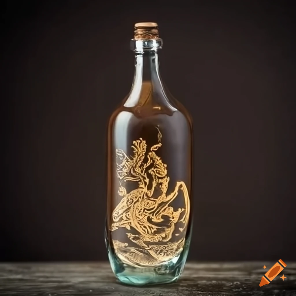 Vietnamese dragon engraved glass bottle on Craiyon